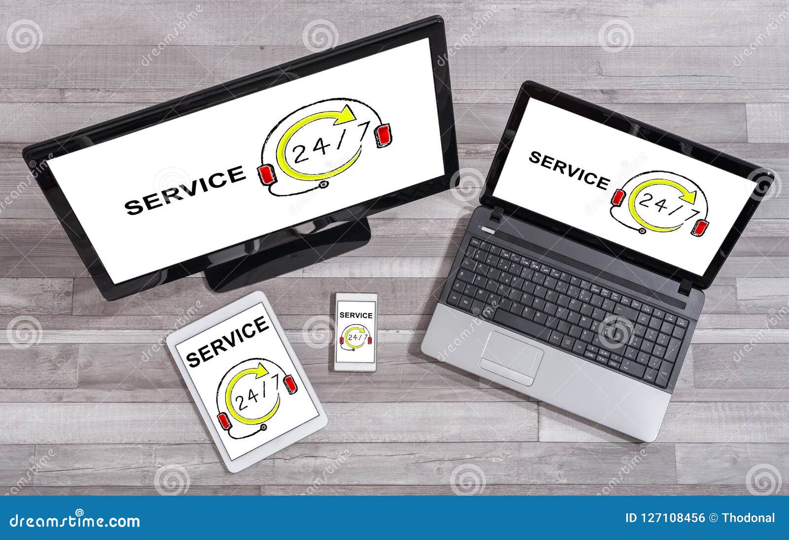 Service Concept on Different Devices Stock Photo - Image of monitor ...