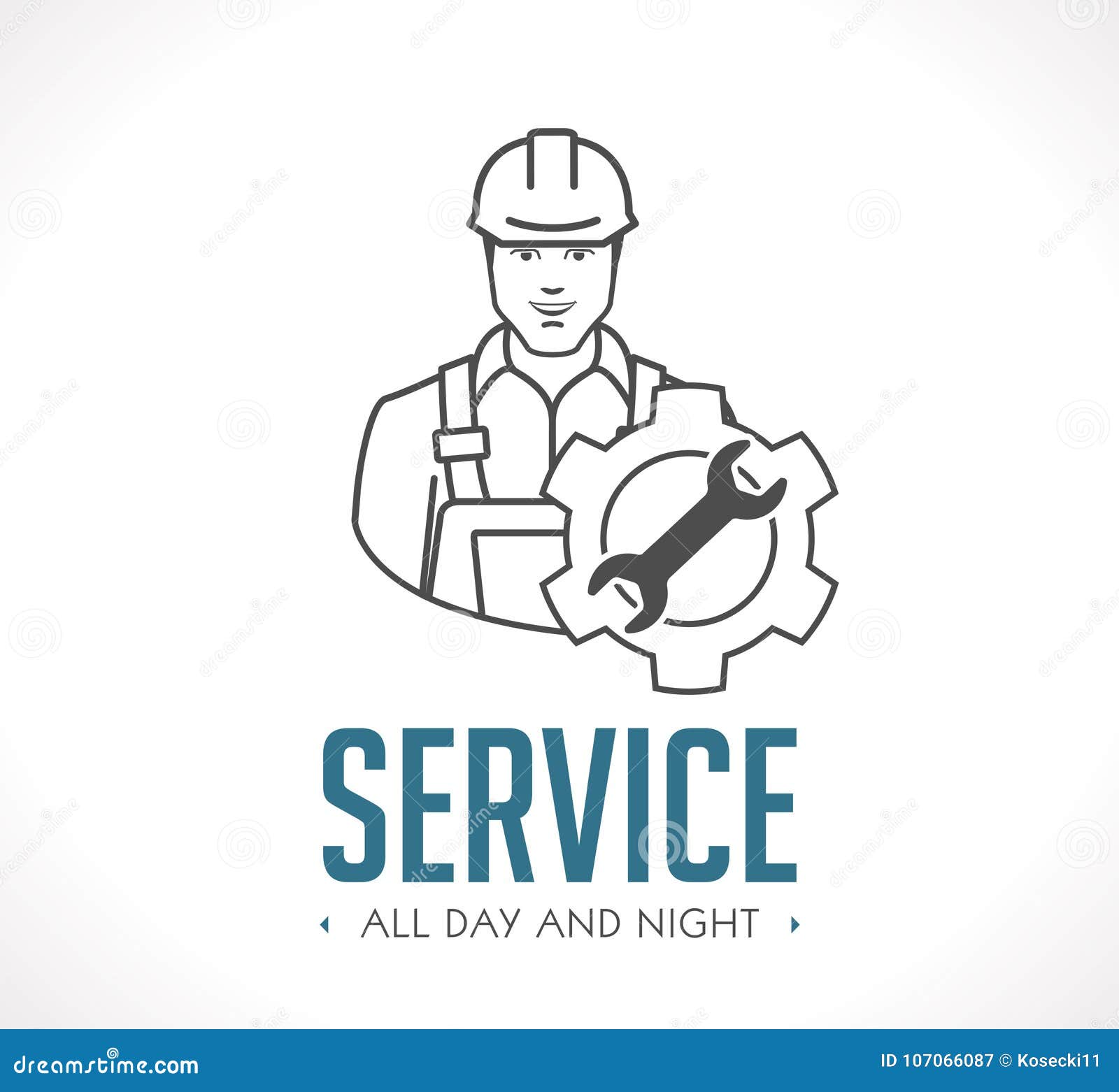 24/7 Service Concept - Worker with Gears and Tools - User Manual or ...