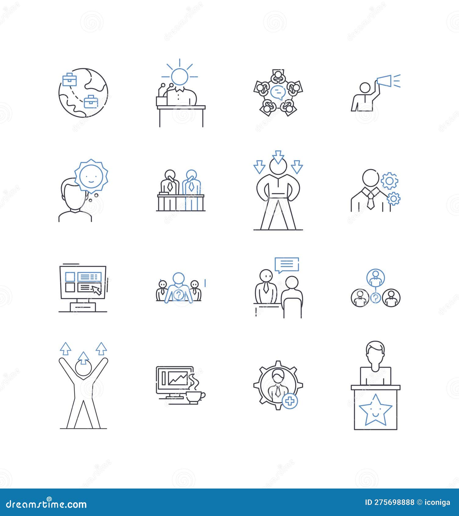 Service Counter Line Icons Collection. Assistance, Support, Help ...