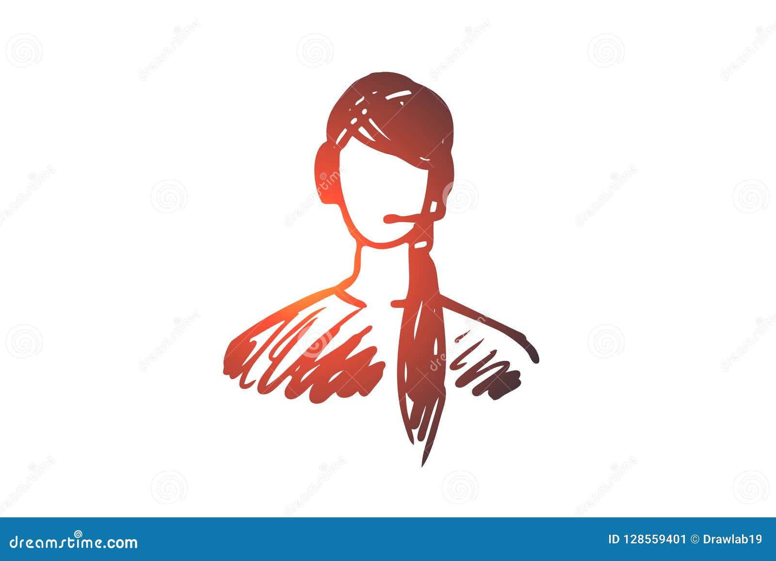Service, Customer, Operator, Support, Help Concept. Hand Drawn Isolated ...