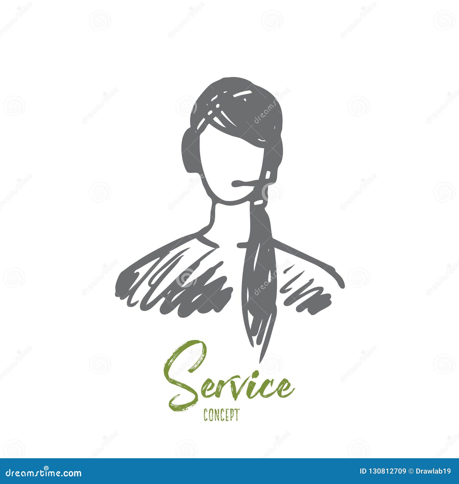 Service, Customer, Operator, Support, Help Concept. Hand Drawn Isolated ...