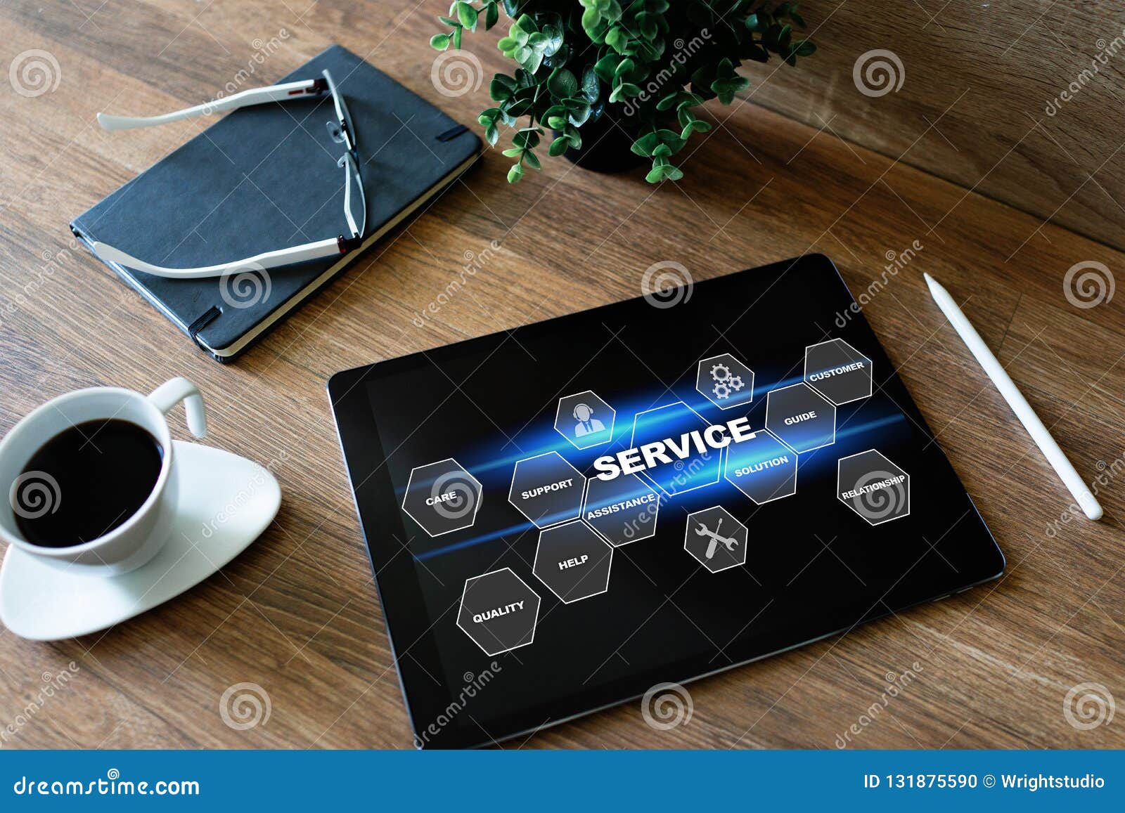 Service and Customers Support Business Concept on Device Screen. Stock ...