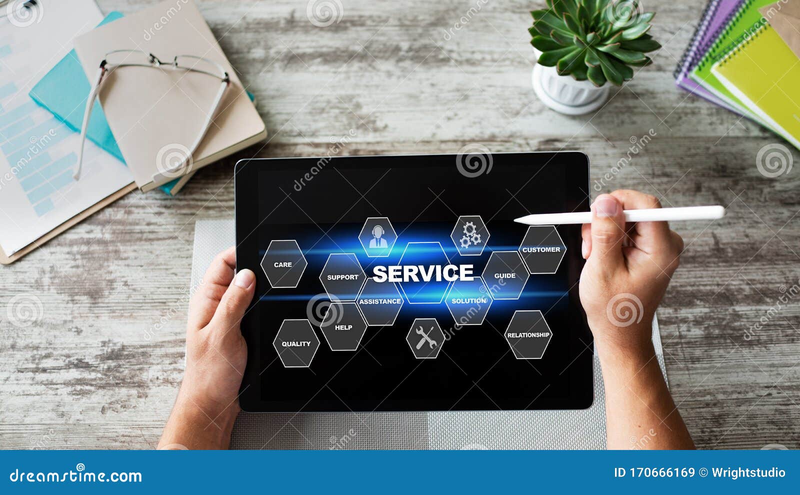 Service and Customers Support Business Concept on Device Screen. Stock ...