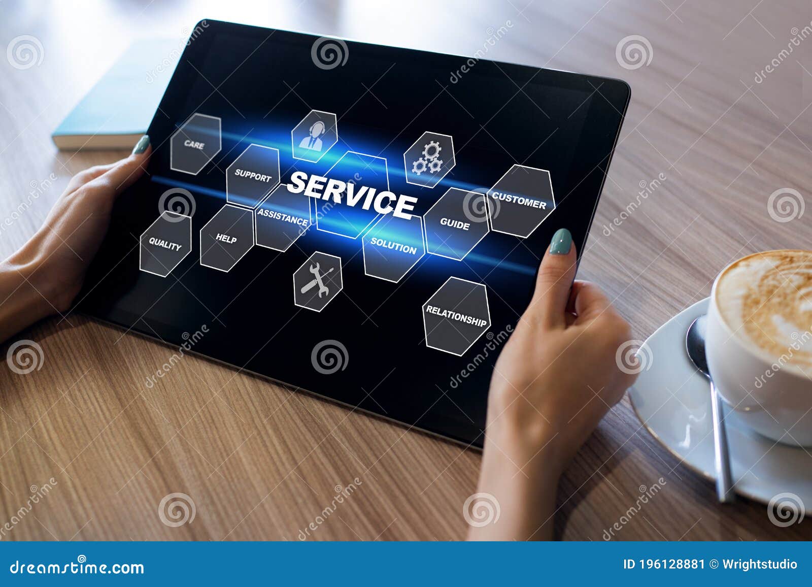 Service and Customers Support Business Concept on Device Screen. Stock ...