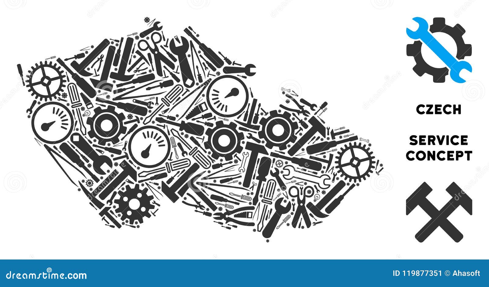 Collage Czech Map of Repair Tools Stock Vector - Illustration of mosaic ...