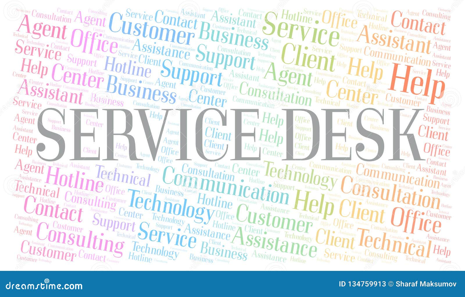 Service Desk word cloud stock illustration. Illustration of colors ...
