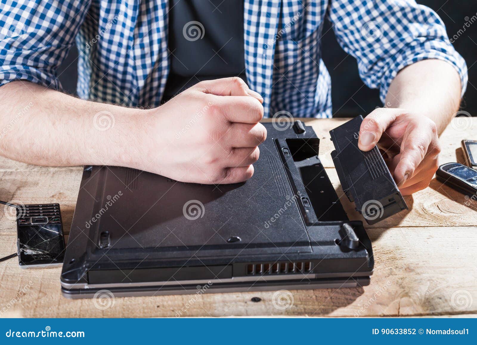 Service Engineer Disassembling Broken Laptop Stock Photo - Image of ...