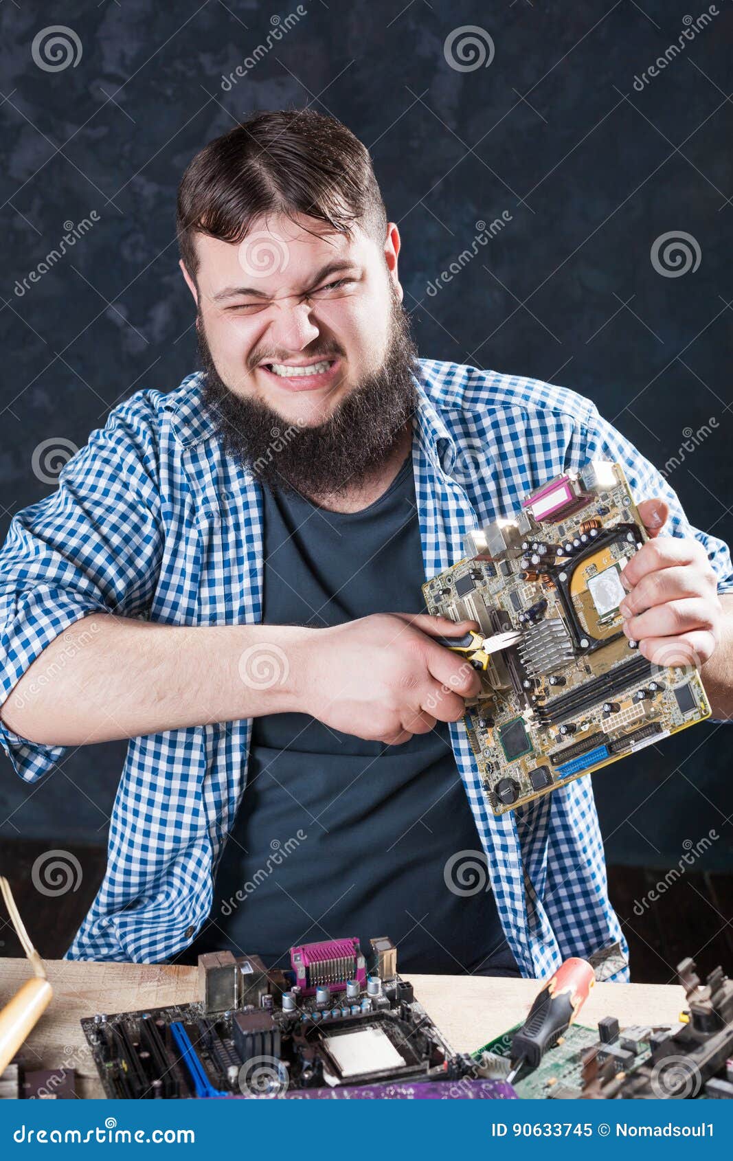 Service Engineer Repair Pc Motherboard Stock Image - Image of ...