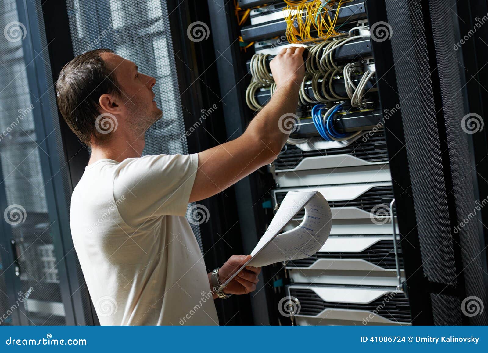 Service Engineer in Server Room Stock Photo - Image of backup, network ...