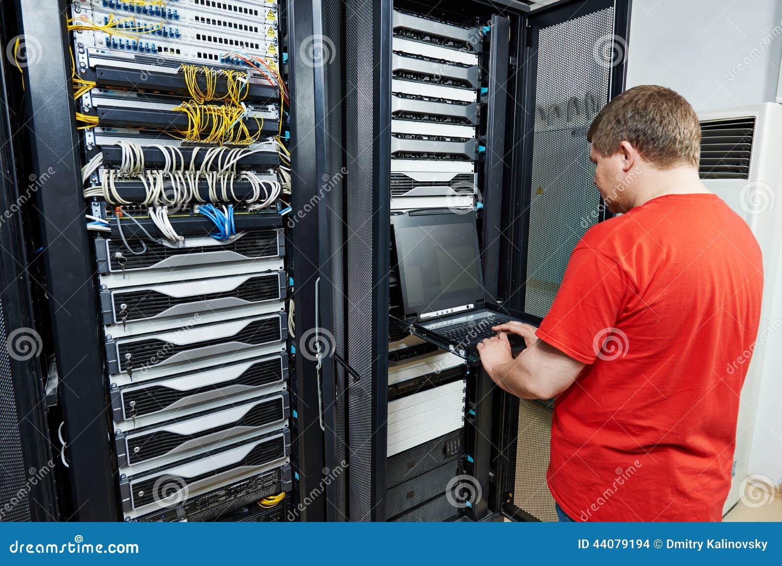 Service Engineer in Server Room Stock Photo - Image of hardware ...