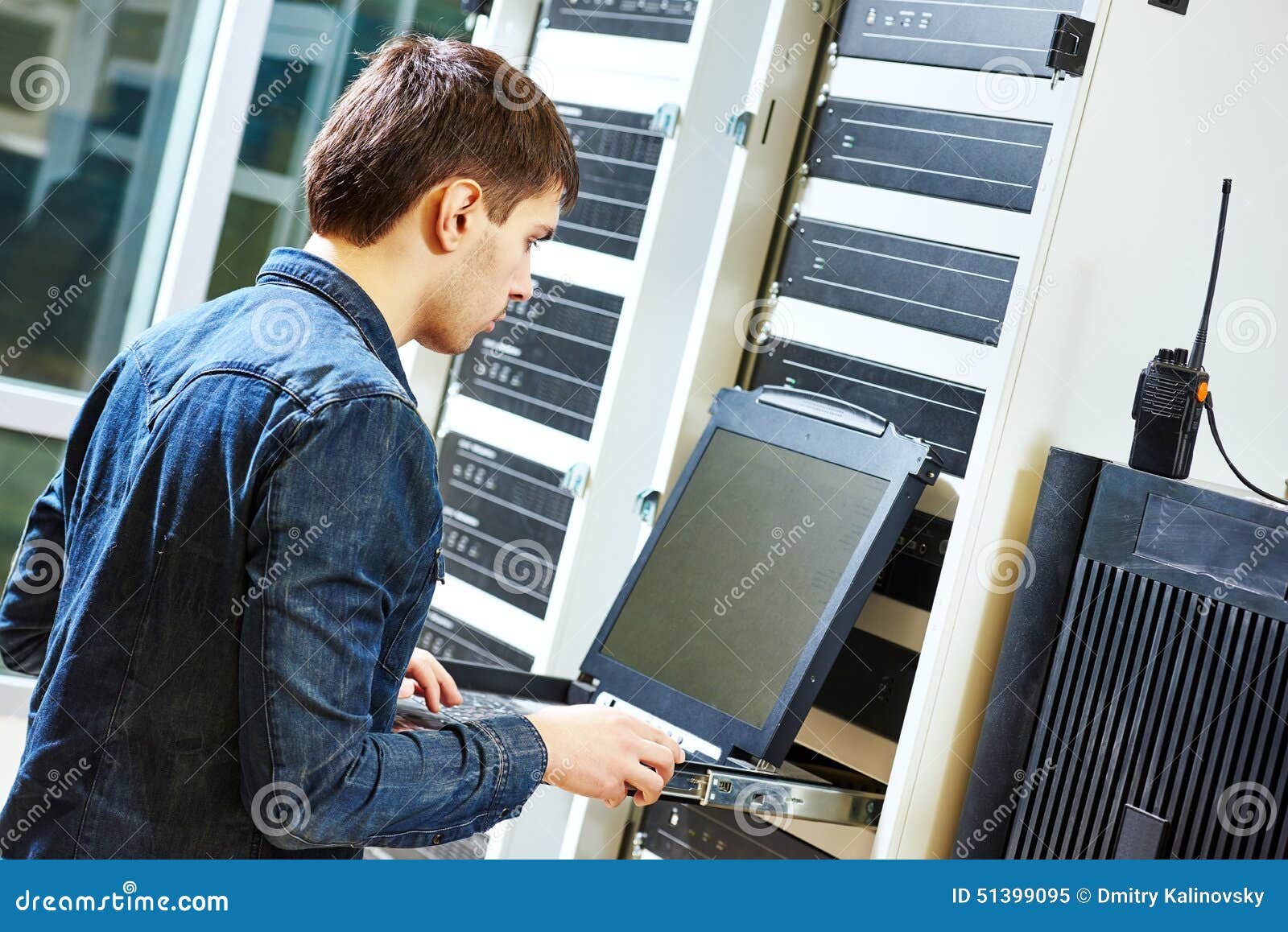 Service Engineer in Server Room Stock Image - Image of repairman ...
