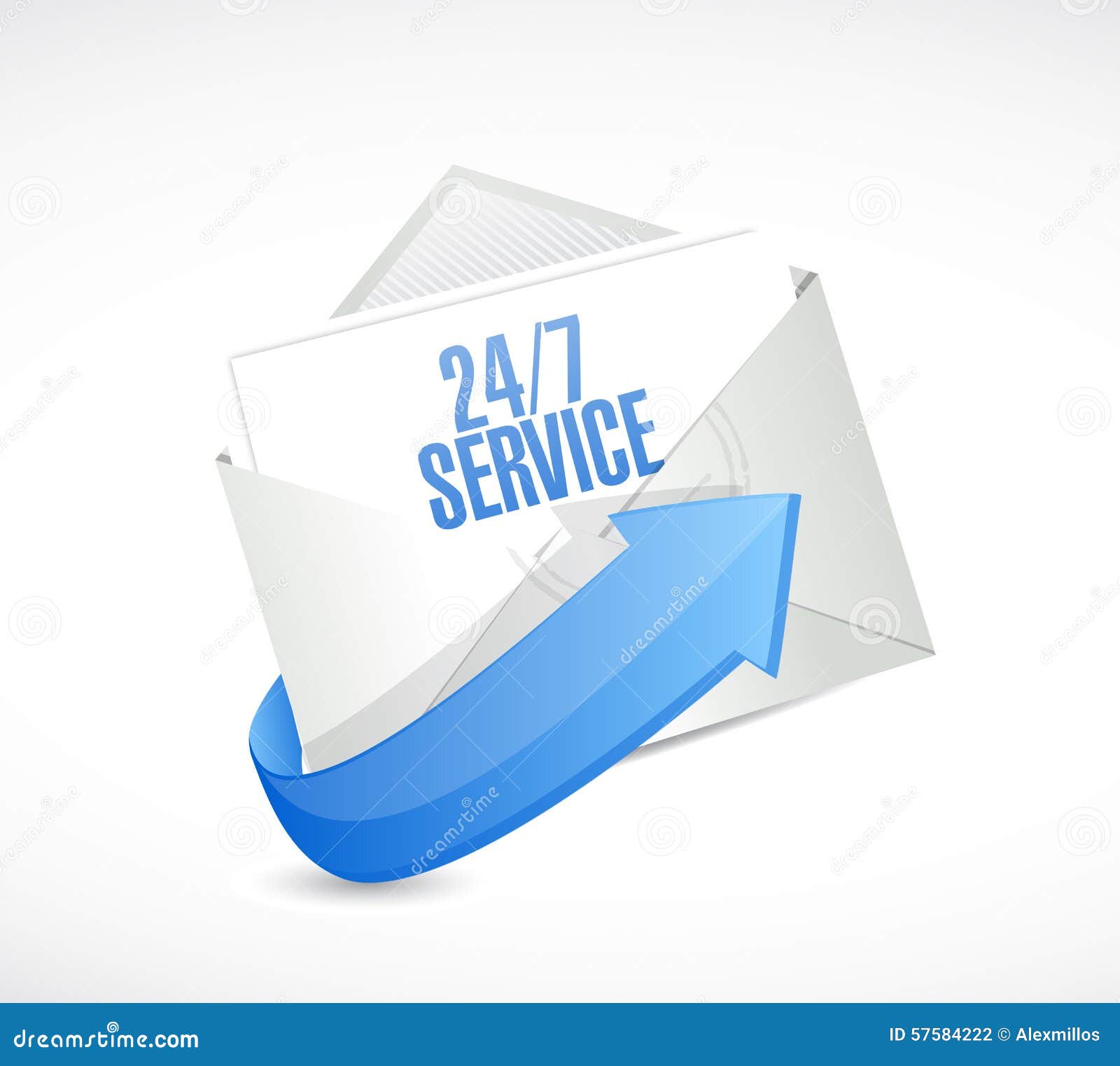 24-7 Service Envelope Sign Concept Stock Illustration - Illustration of ...
