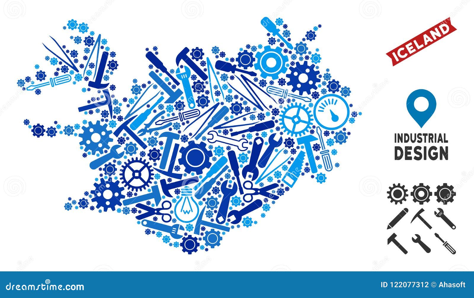 Instrument Iceland Map Mosaic Stock Vector - Illustration of north ...