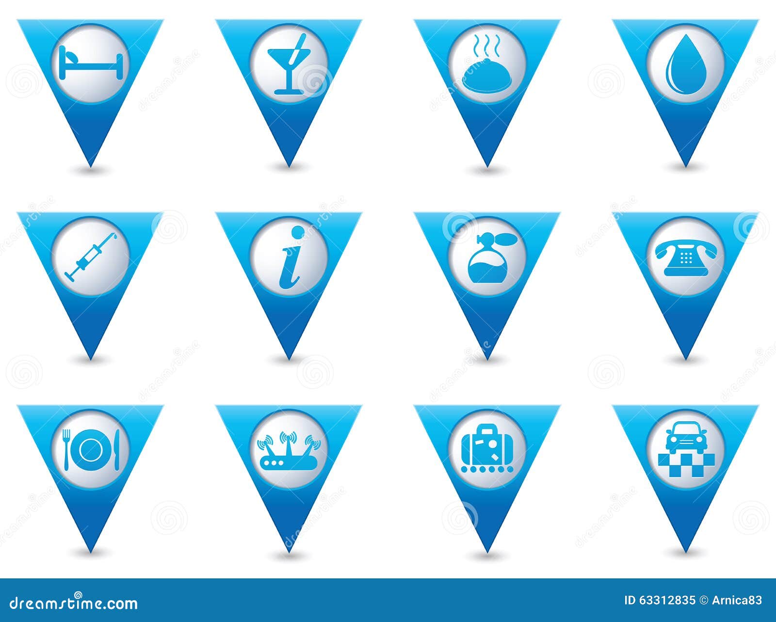Service Icons on Blue Pointers Set Stock Vector - Illustration of fast ...