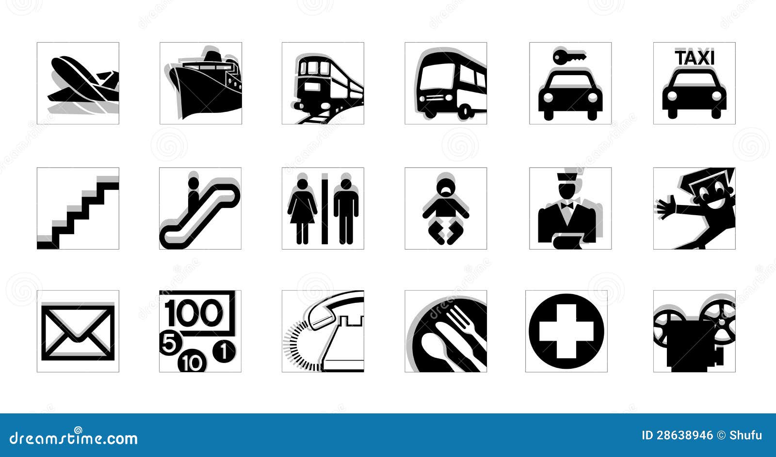 Service Icons Set Black-white Invert Stock Vector - Illustration of ...