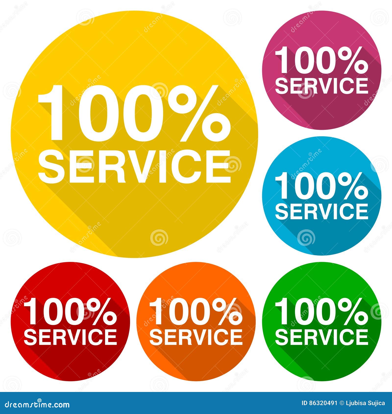 100 Service Icons Set with Long Shadow Stock Vector - Illustration of ...