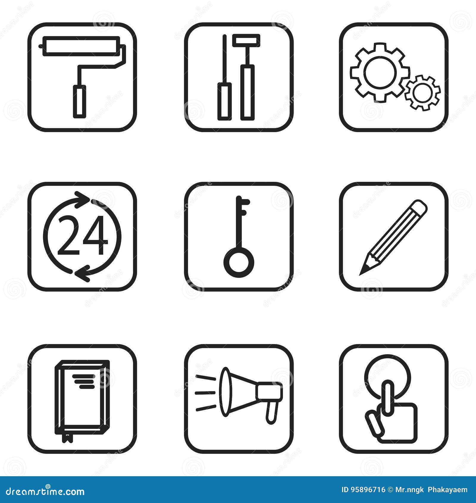 Service Icons on White Background. Stock Vector - Illustration of ...