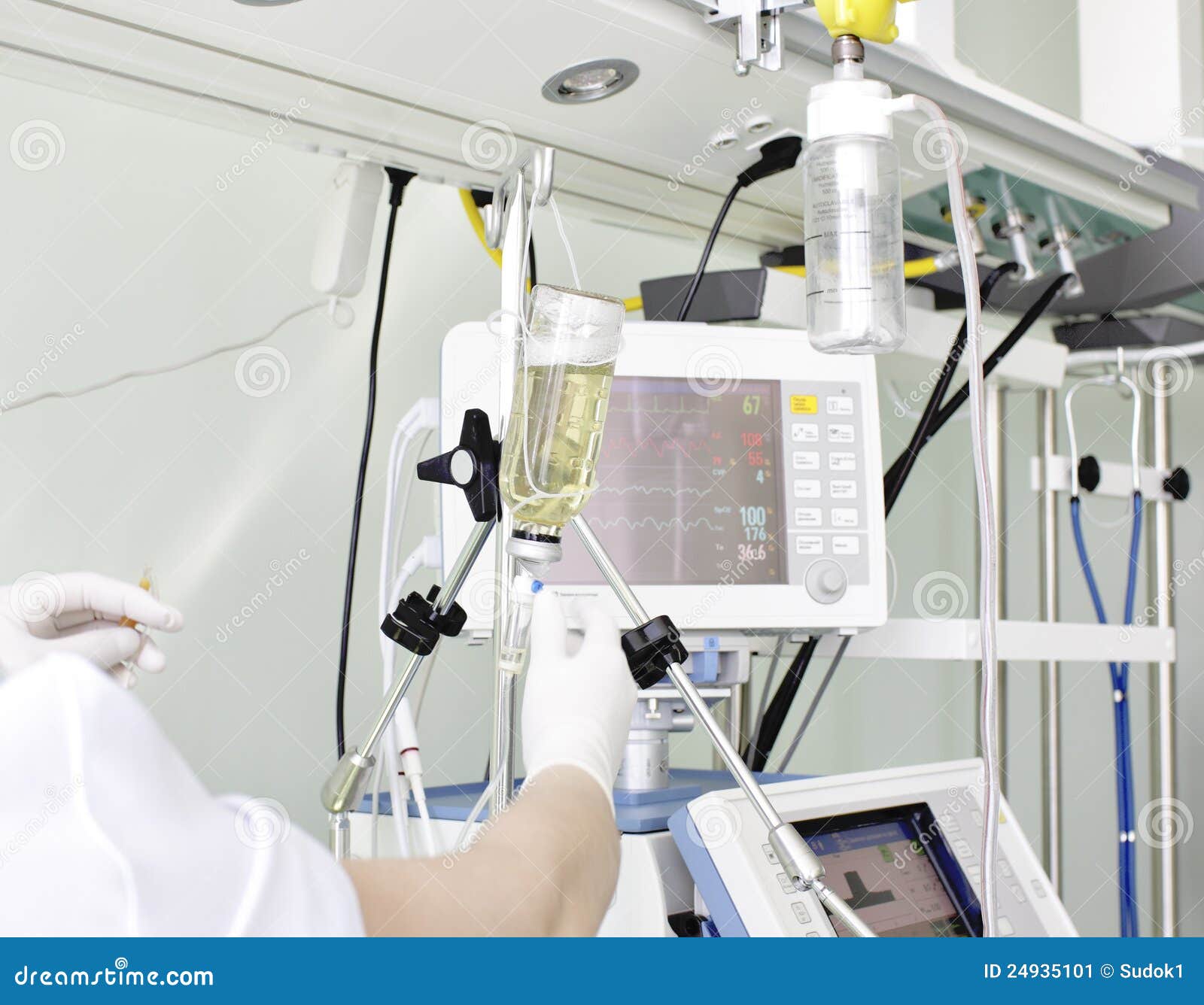 Service in the ICU. Work with a Heavy Patient. Stock Image - Image of ...
