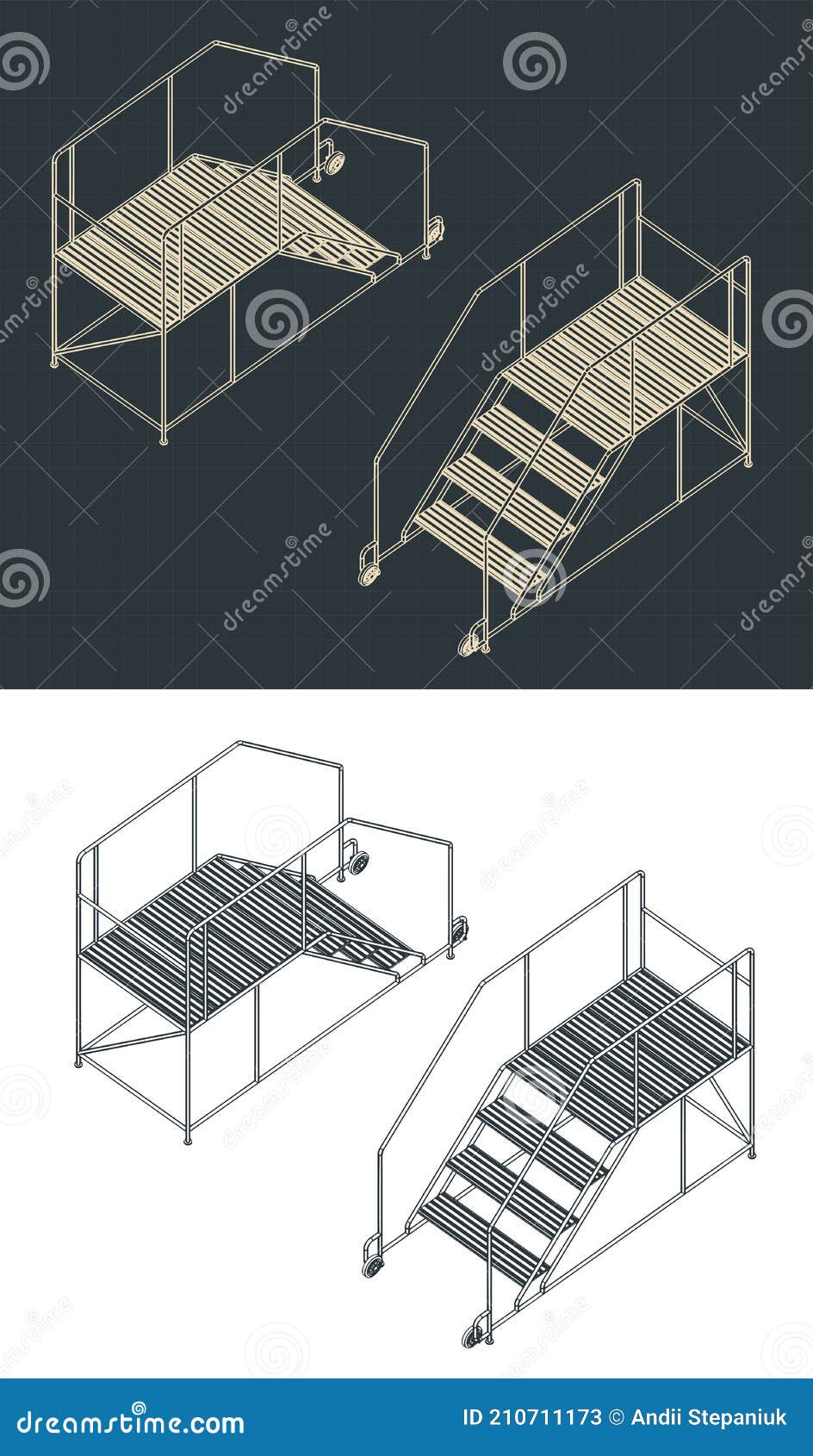 Service Ladder Isometric Blueprints Stock Vector - Illustration of ...