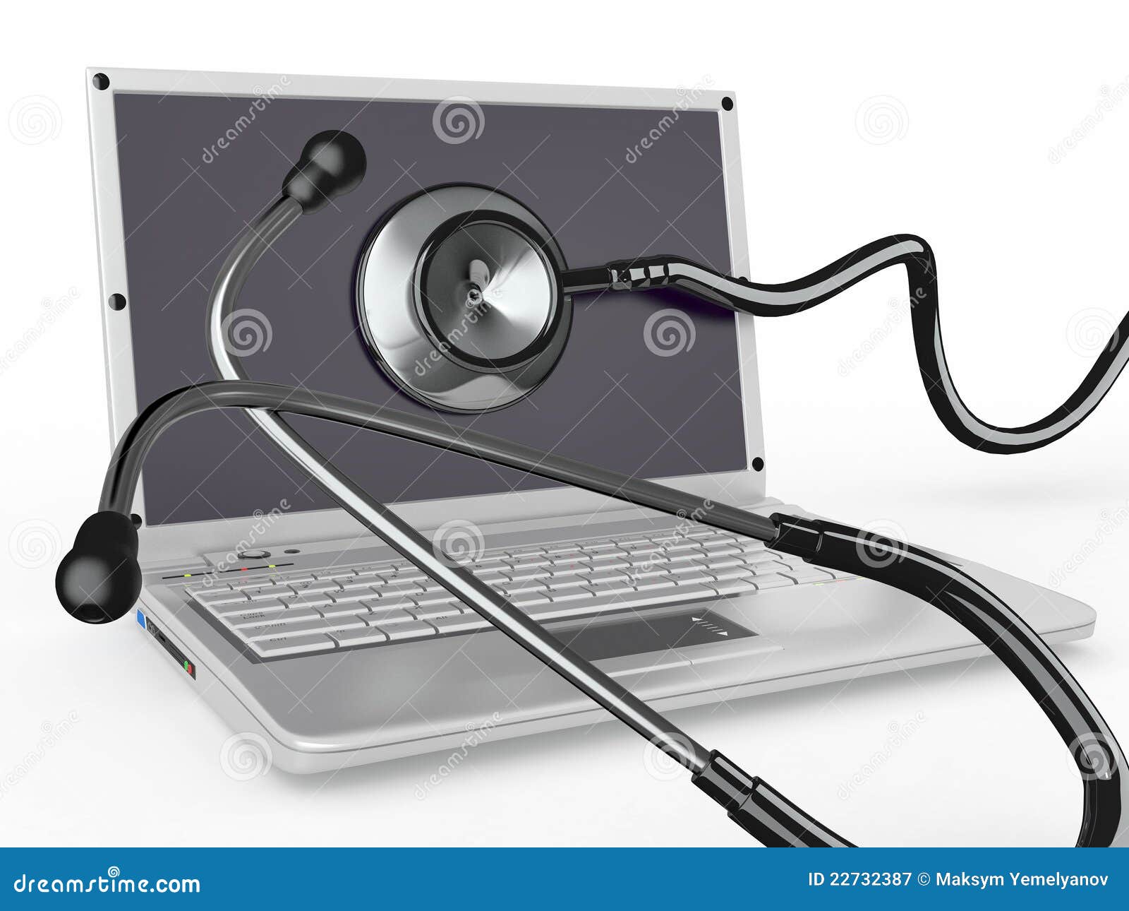Service for Laptop Repair. Laptop with Stethoscope Stock Illustration ...