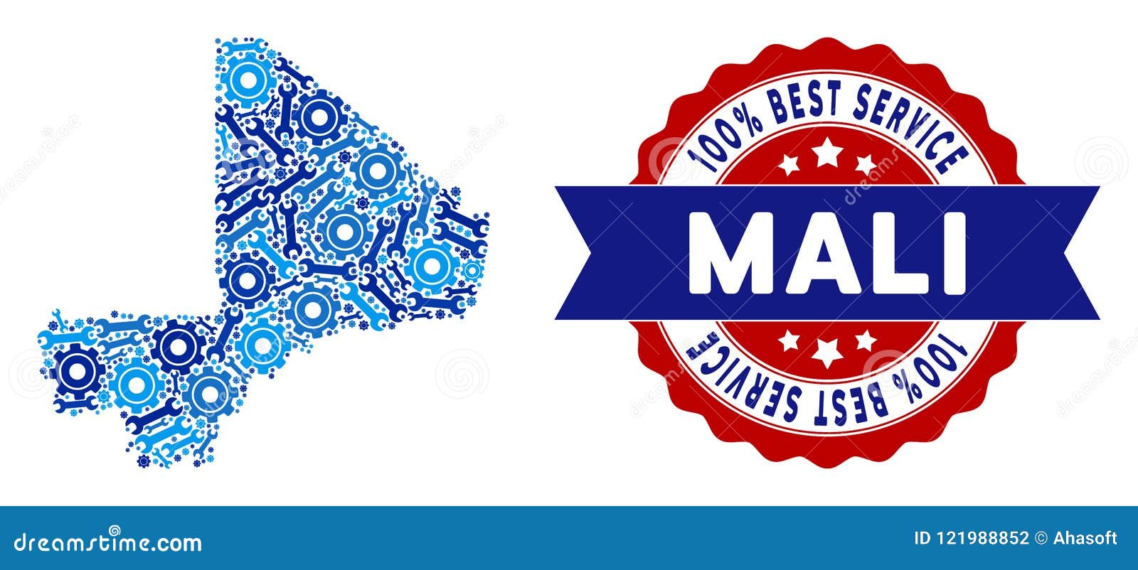 Collage Mali Map of Service Tools Stock Vector - Illustration of area ...
