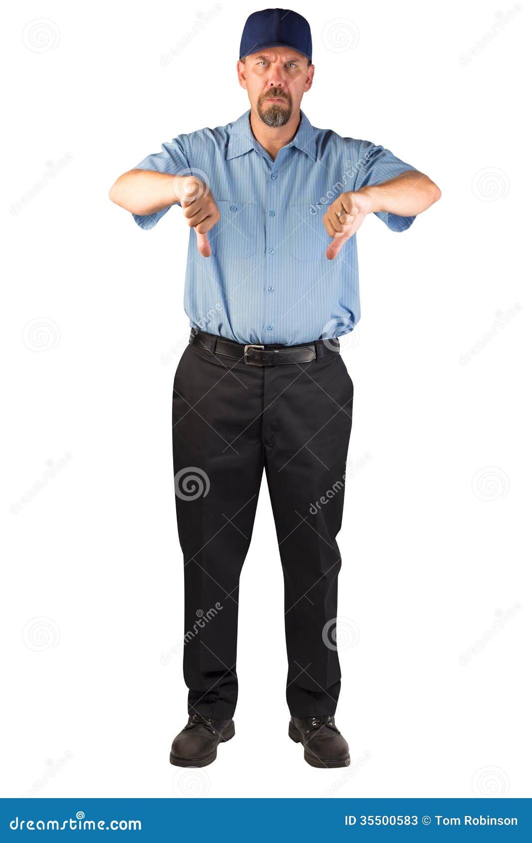 Service Man Disapproving with Thumbs Down Stock Image - Image of ...