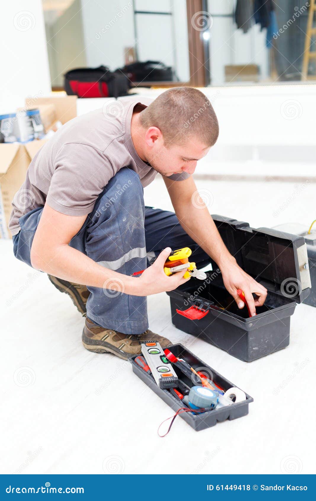 Service Man with His Toolbox Stock Photo - Image of craftsperson ...