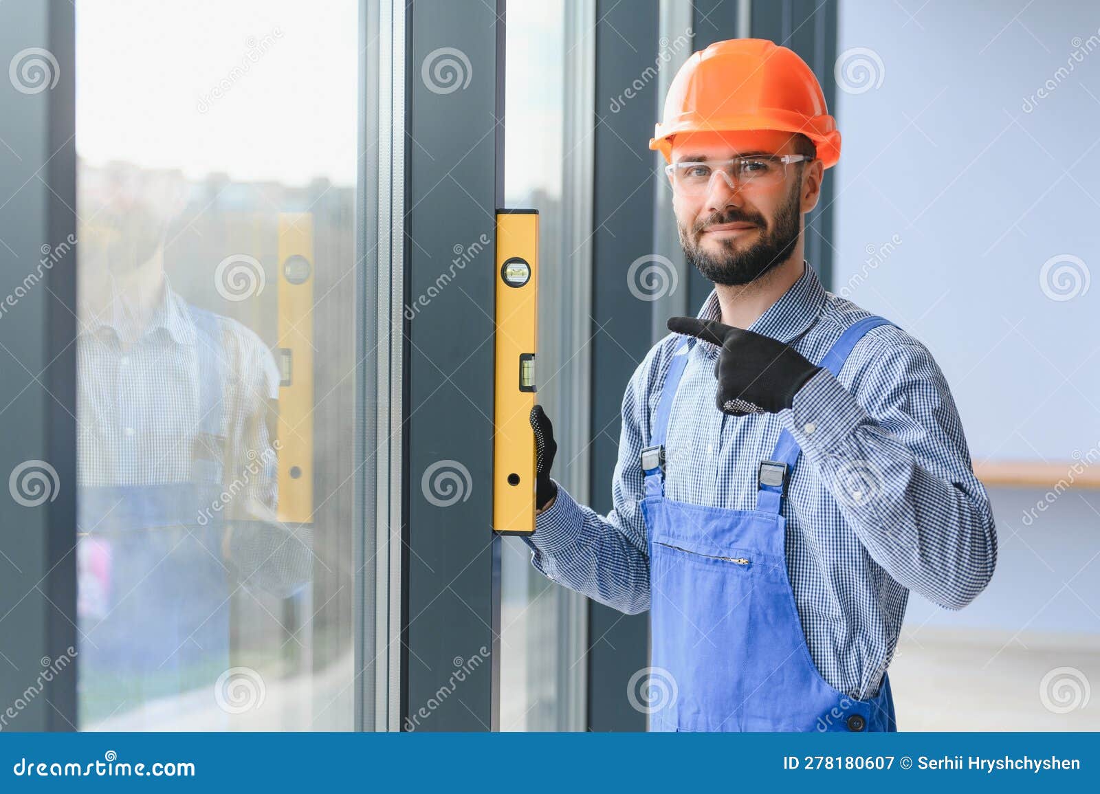 Service Man Installing Plastic Window. Stock Image - Image of ...