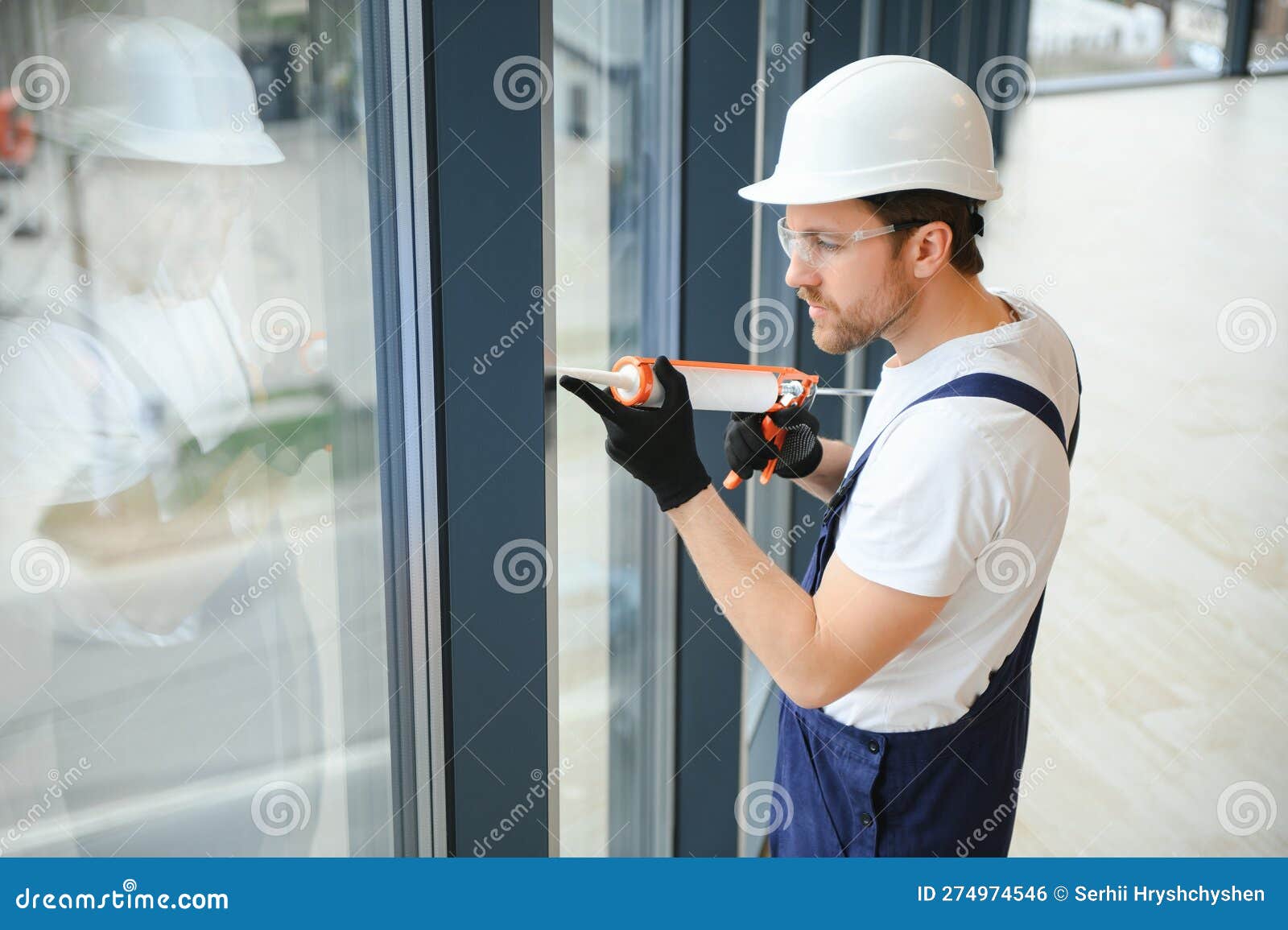 Service Man Installing Window with Screwdriver Stock Photo - Image of ...