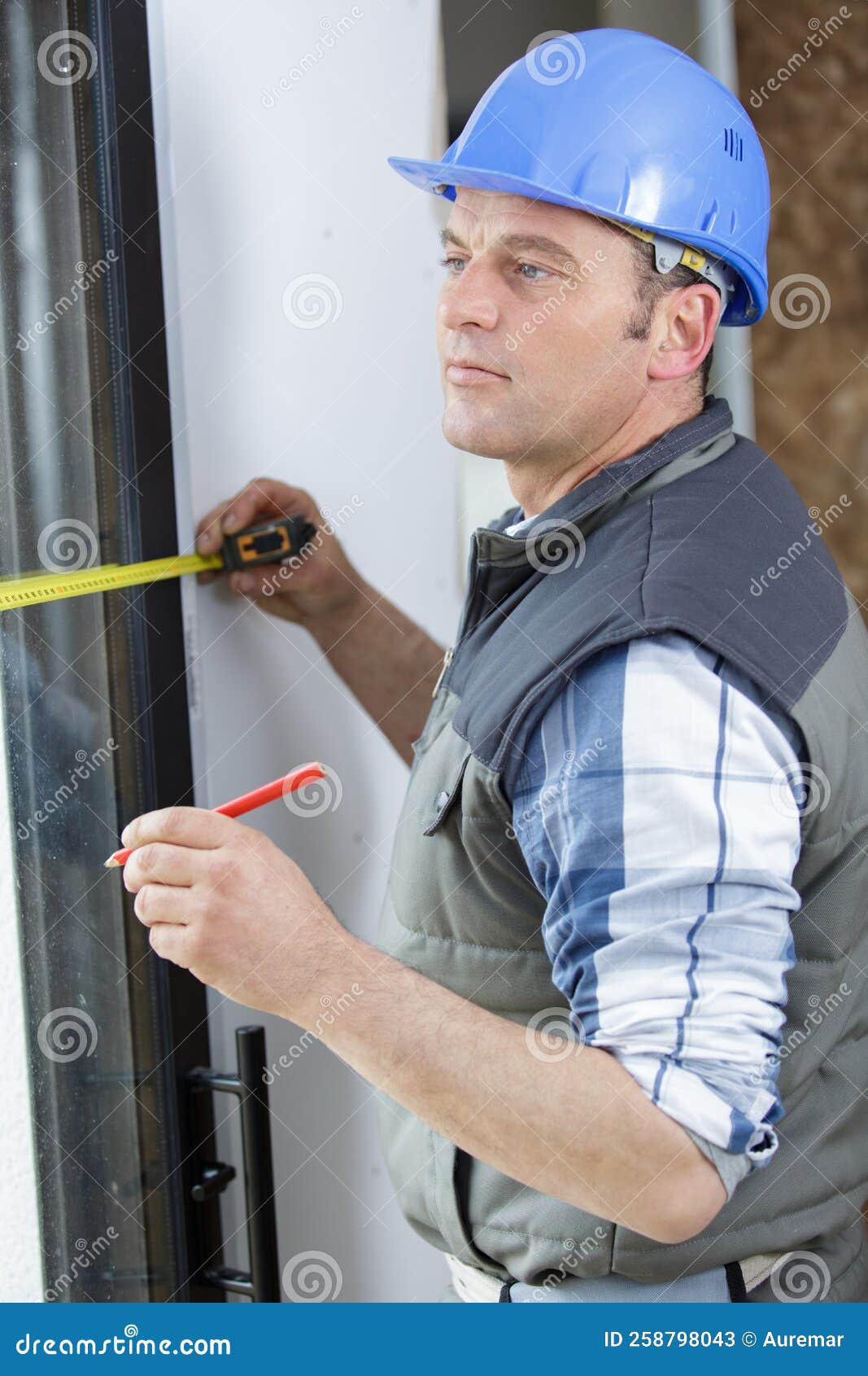 Service Man Measuring Window for Installation Indoors Stock Image ... Service Man Measuring Window for Installation Indoors Stock Image ...