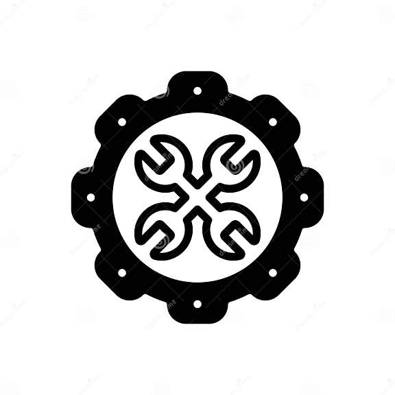 Black Solid Icon for Service Mark, Service and Gear Stock Illustration ...