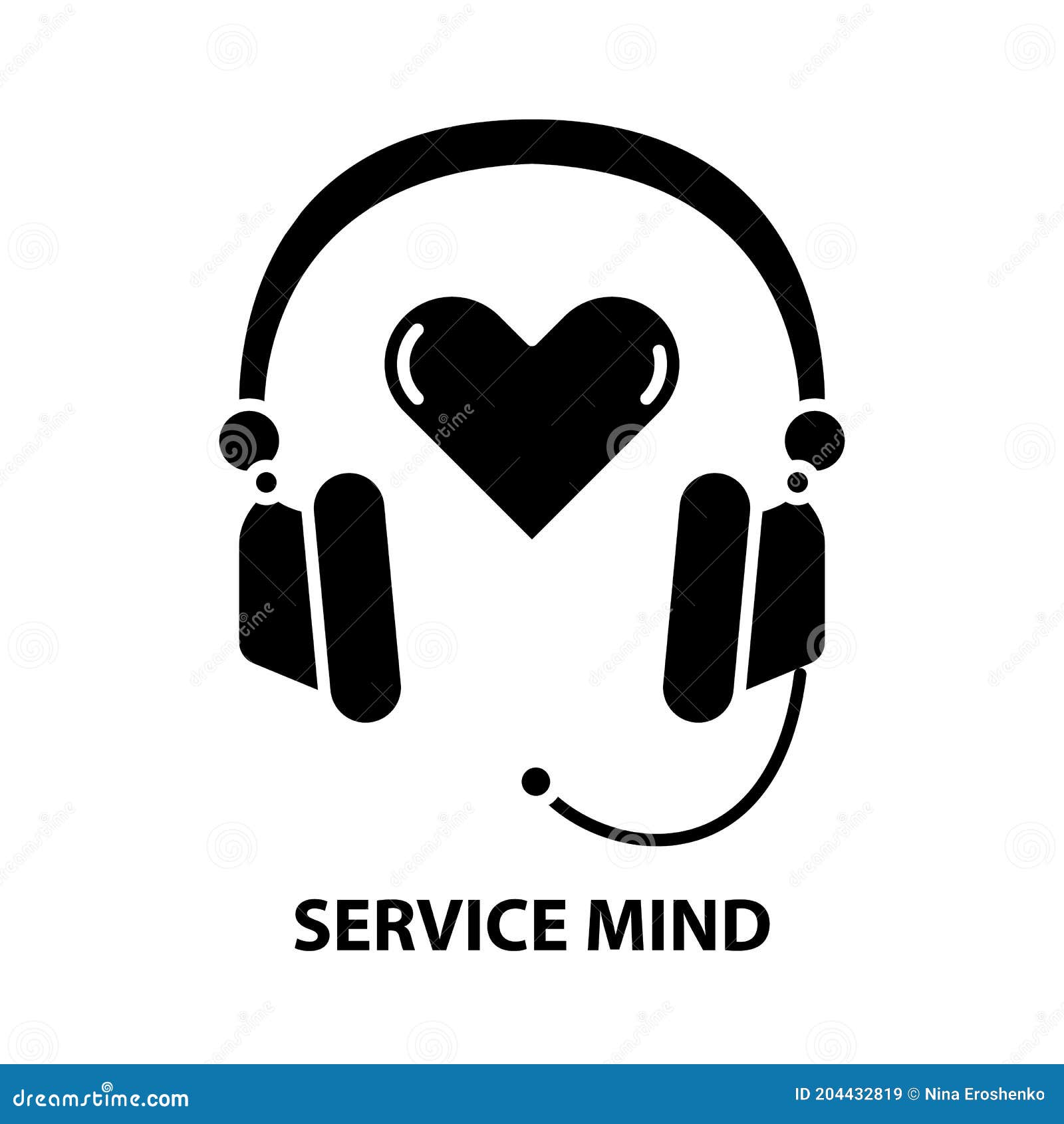 Service Mind Icon, Black Vector Sign with Editable Strokes, Concept ...