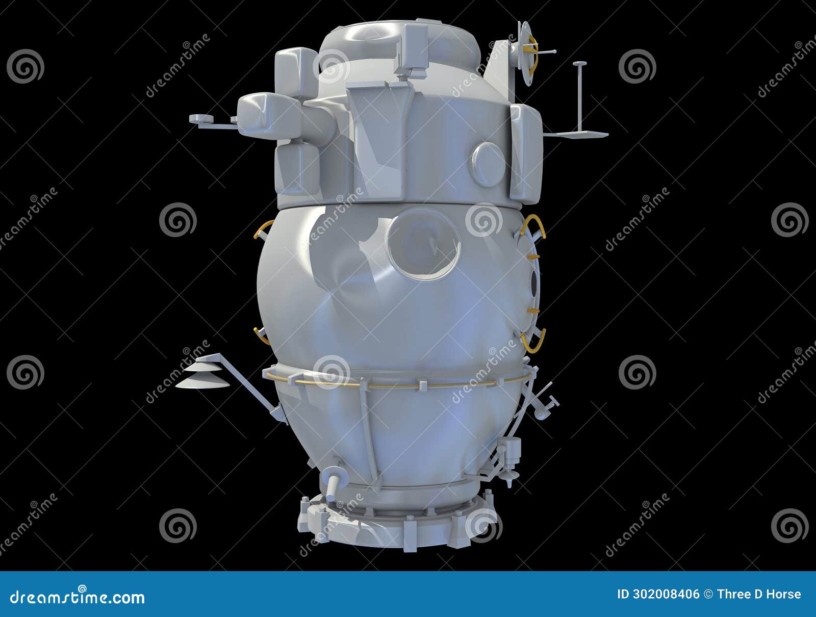 Service Module of ISS International Space Station 3D Rendering on Black ...