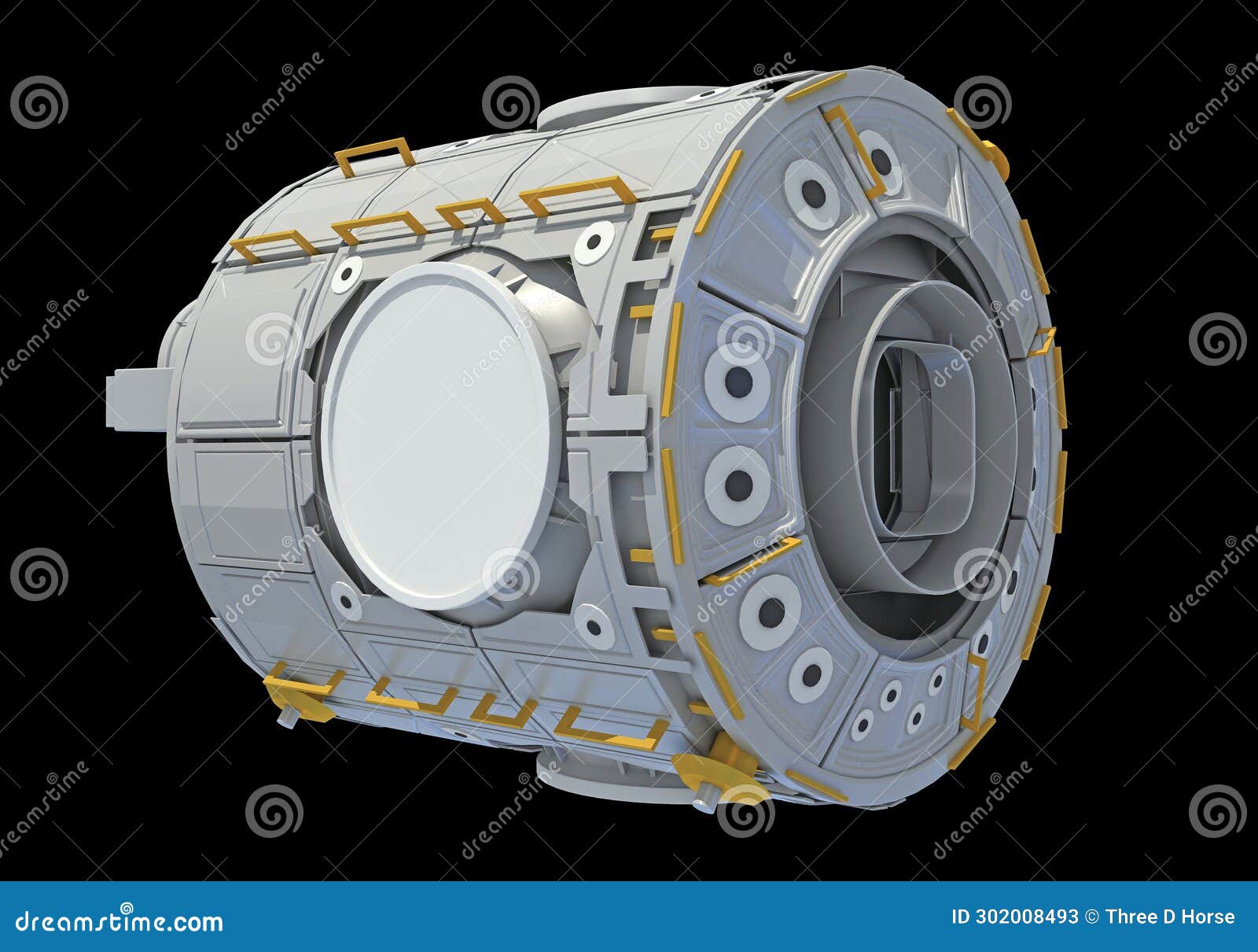 Service Module of ISS International Space Station 3D Rendering on Black ...