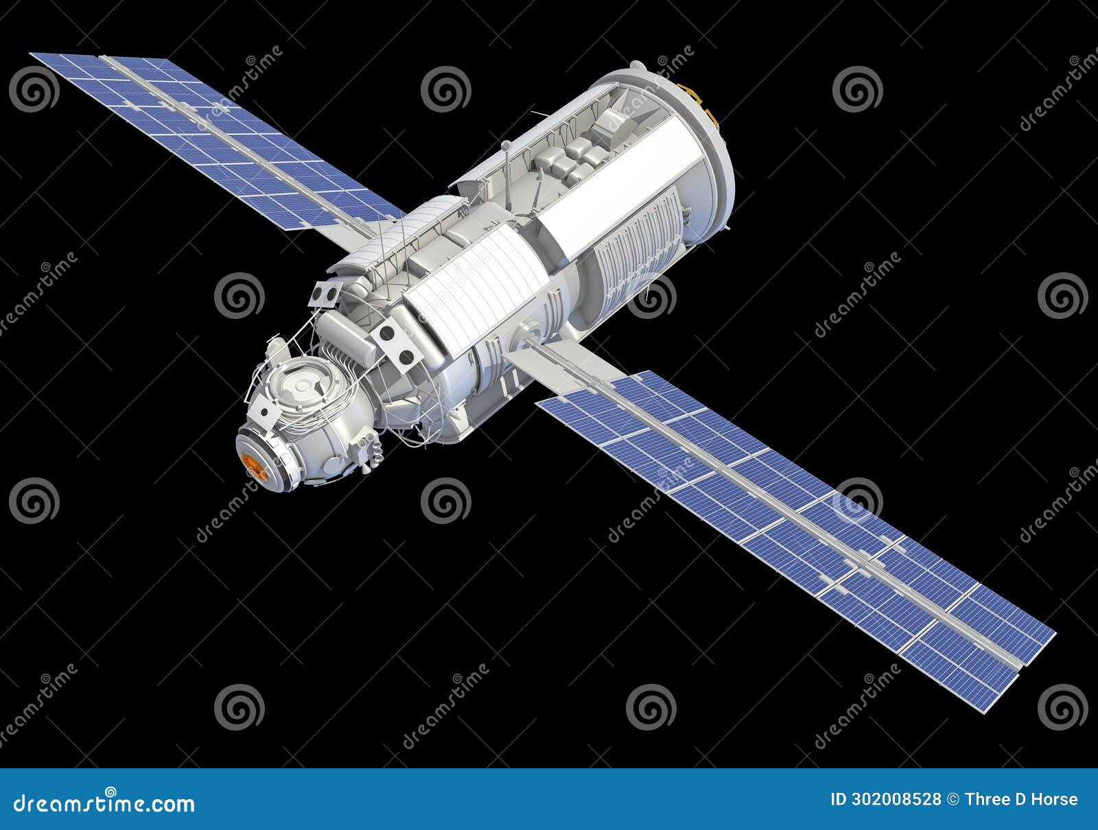 Service Module of ISS International Space Station 3D Rendering on Black ...