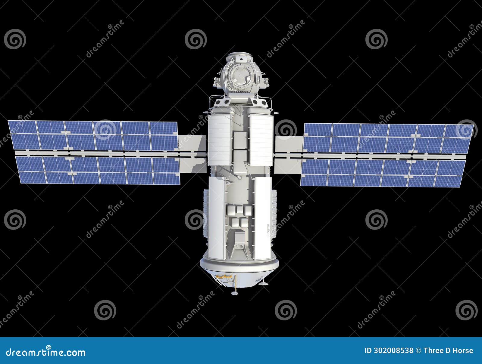 Service Module of ISS International Space Station 3D Rendering on Black ...