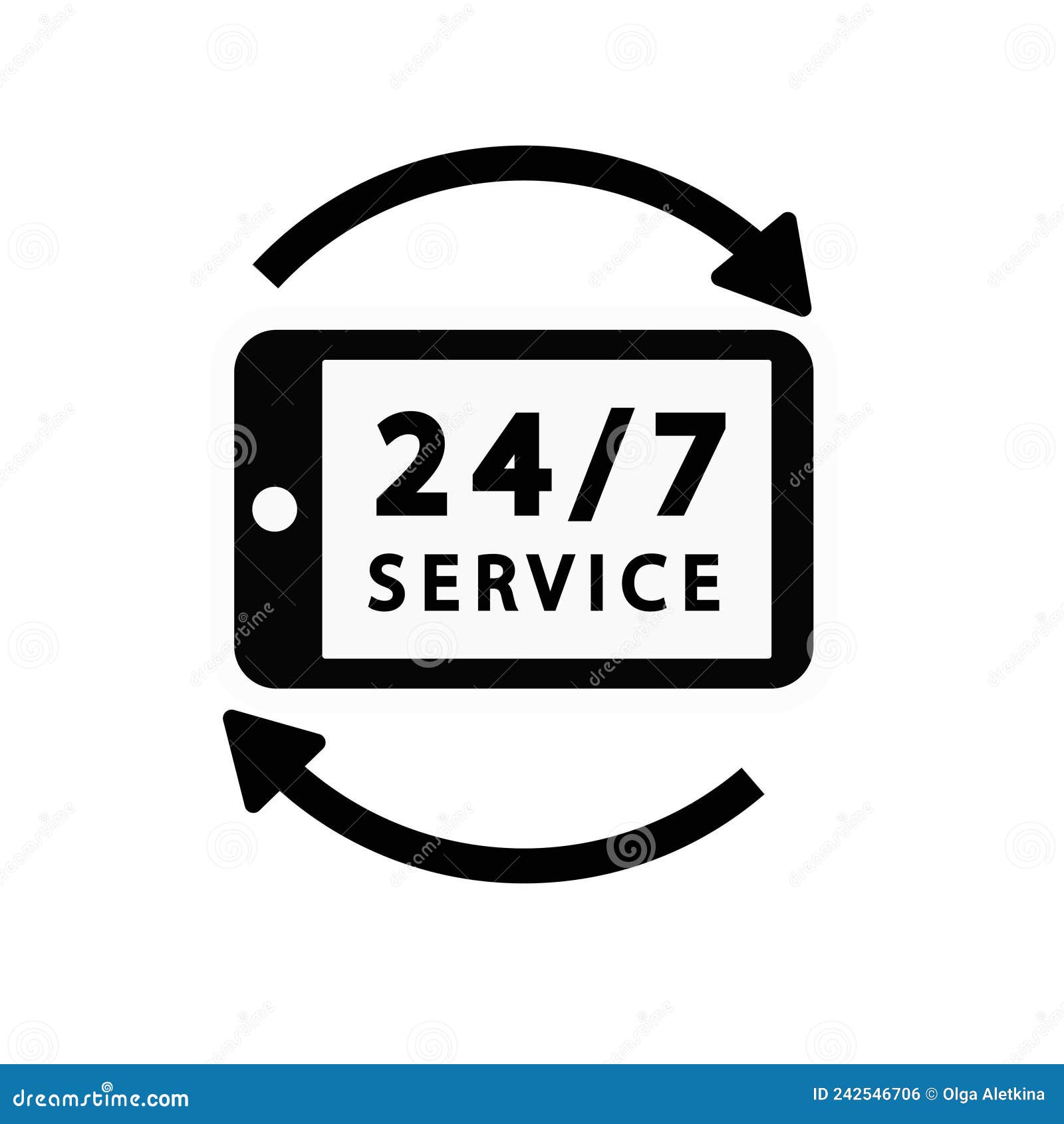 24 7 Service Open 24 H Hours a Day and 7 Days a Week Icon. Shop Support ...