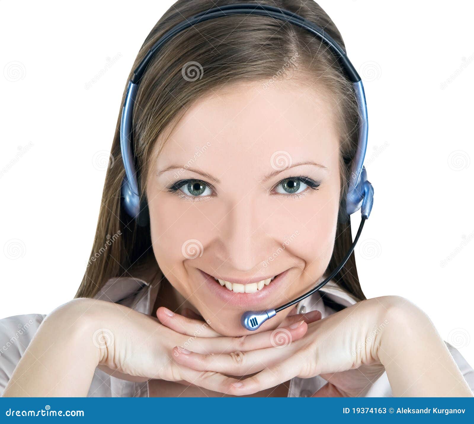 Service Operator Woman with Headset Stock Image - Image of chat ...