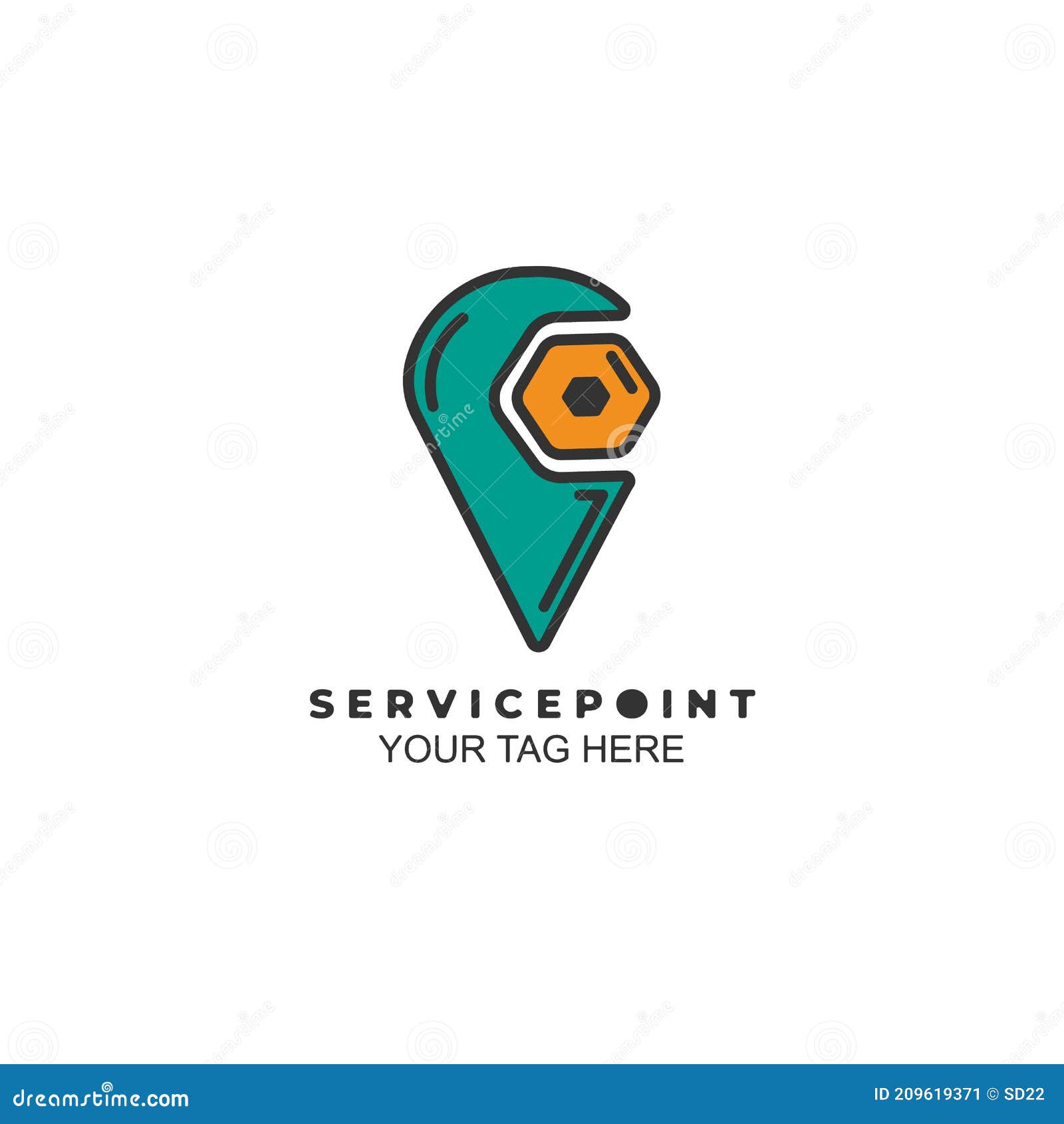 Service Point Logo Color Line Art Illustration Vector Template Design ...