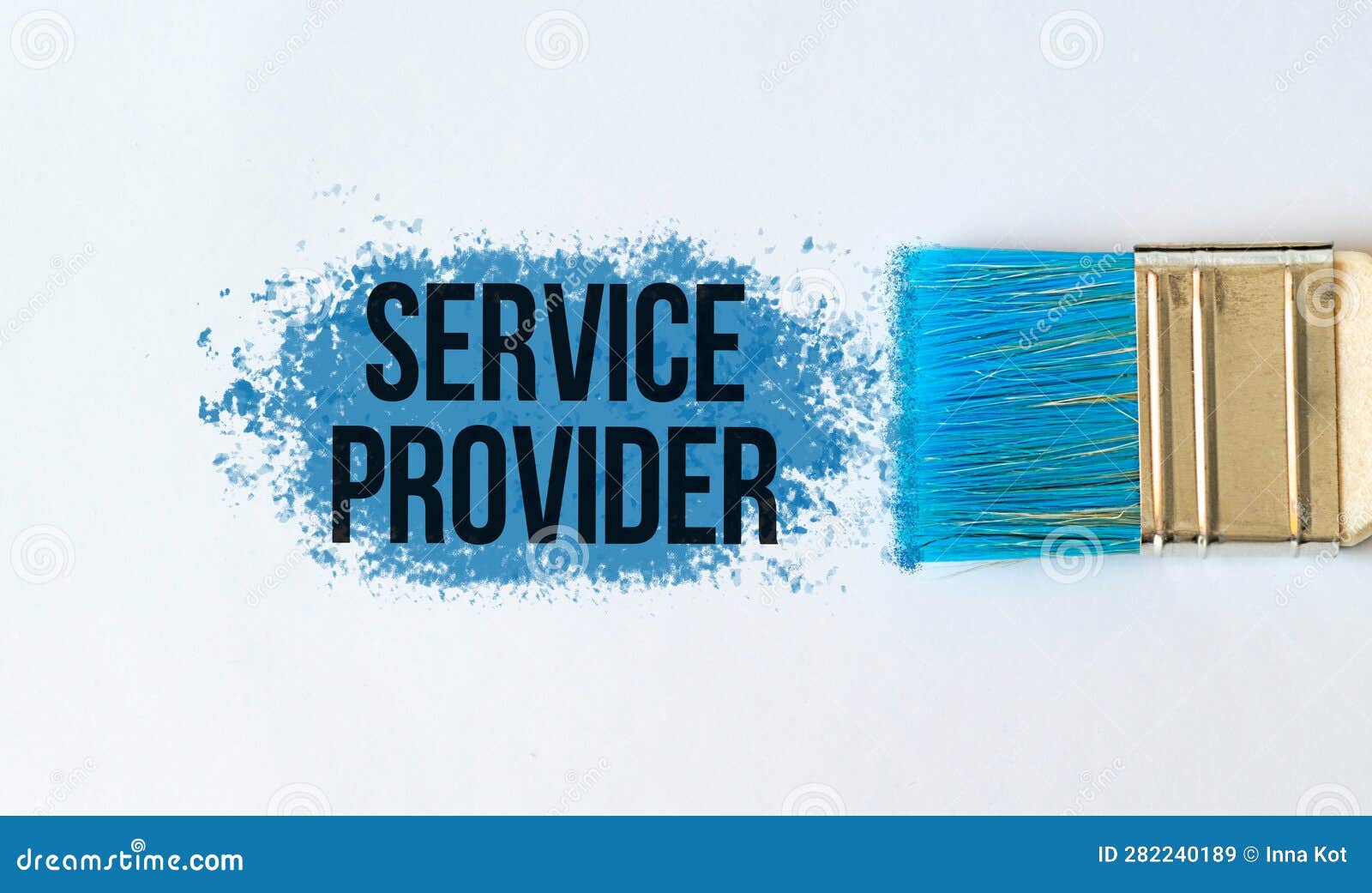 SERVICE PROVIDER Text on Blue Paint with Brush on White Background ...