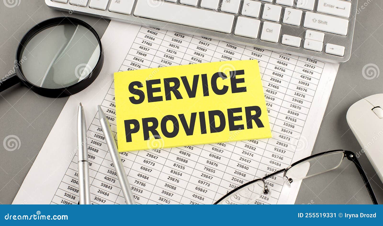 SERVICE PROVIDER Text Written on a Sticky on Chart with Keyboard and ...