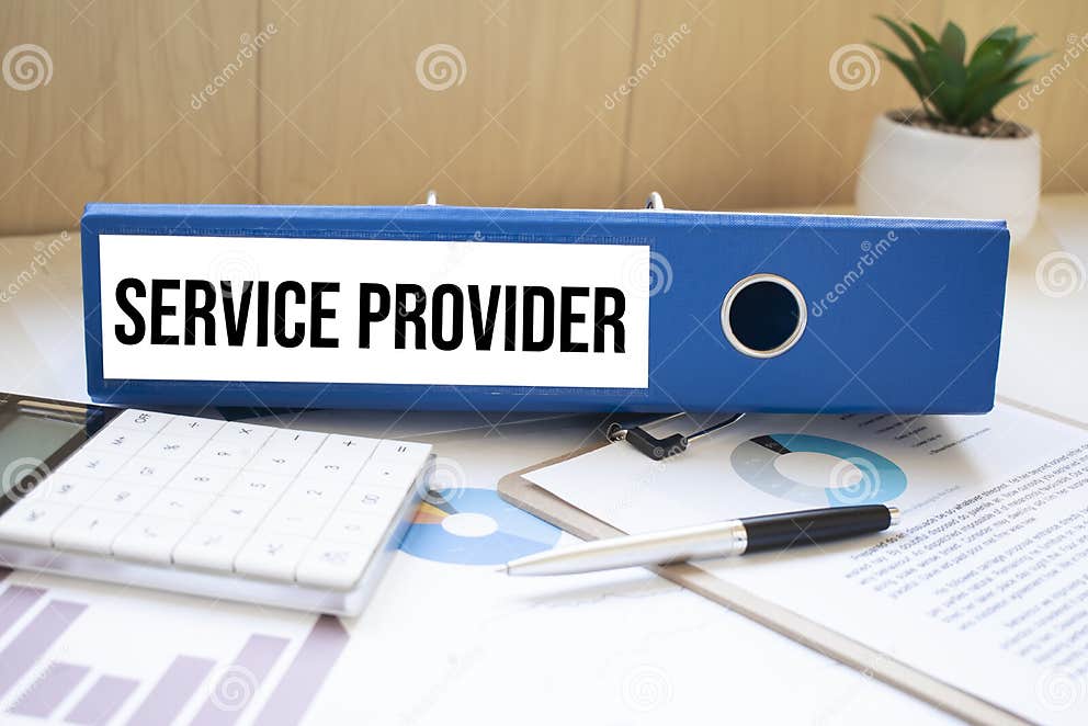 SERVICE PROVIDER Words on Labels with Document Binders Stock Photo ...