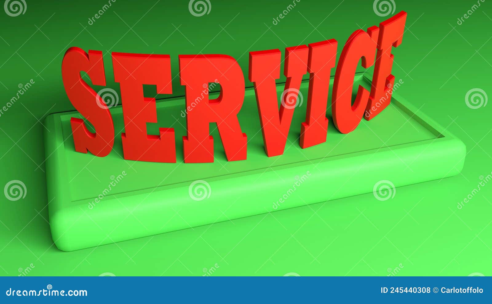 SERVICE Red Write on Green Stand on Green Background - 3D Rendering ...