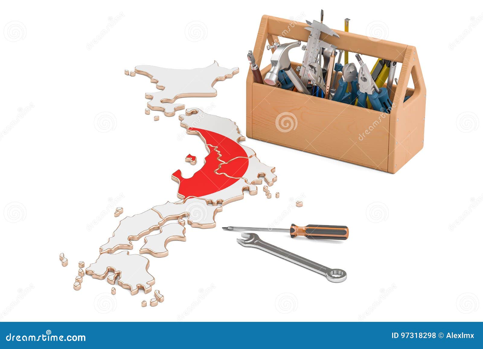 Service and Repair in Japan Concept, 3D Rendering Stock Illustration ...