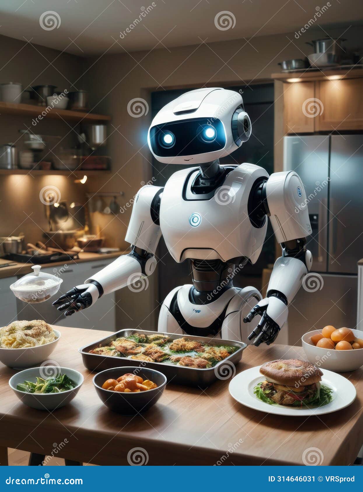Service Robot Preparing Dinner Table Stock Image - Image of interactive ...