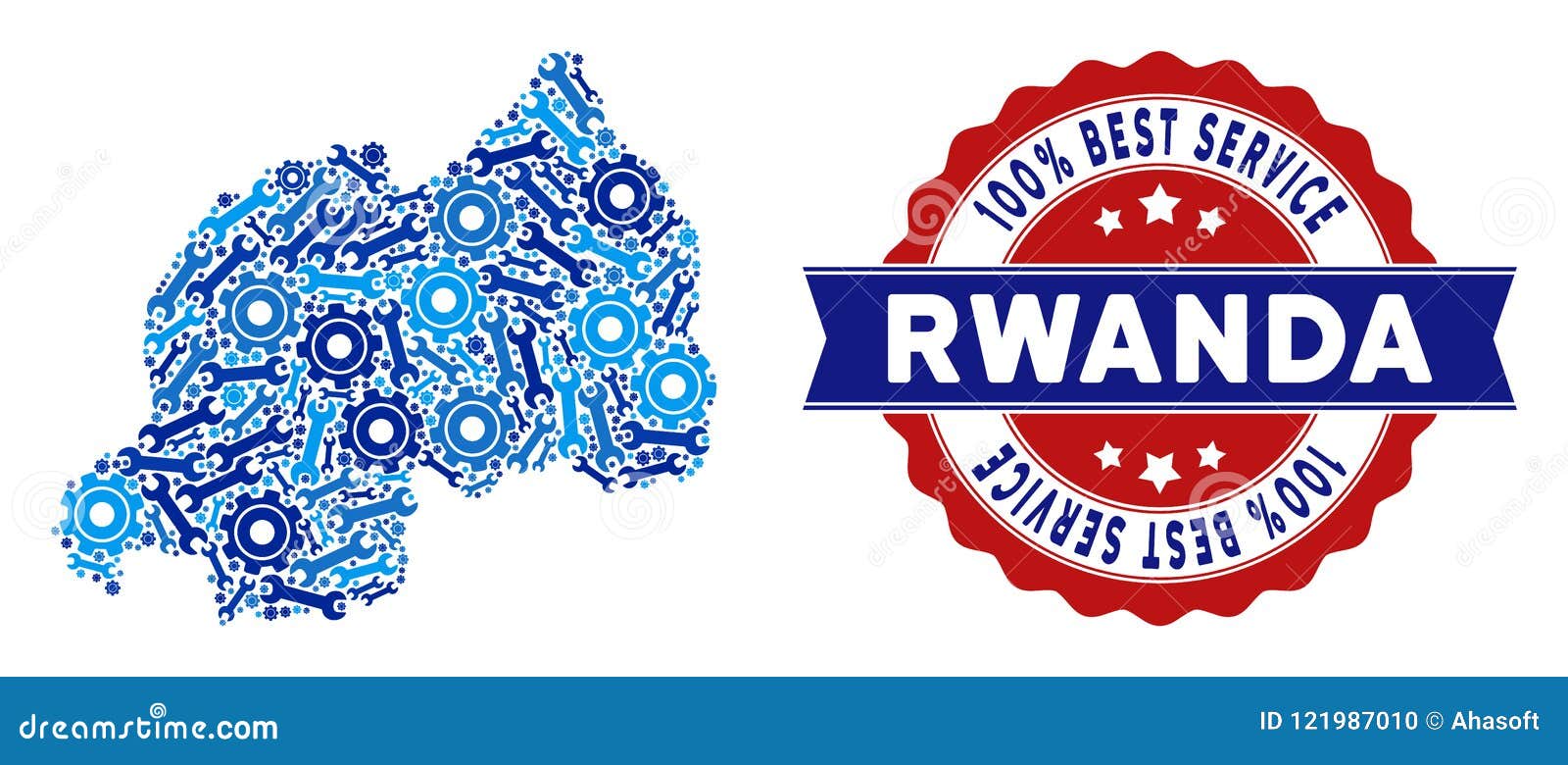 Collage Rwanda Map of Service Tools Stock Vector - Illustration of ...