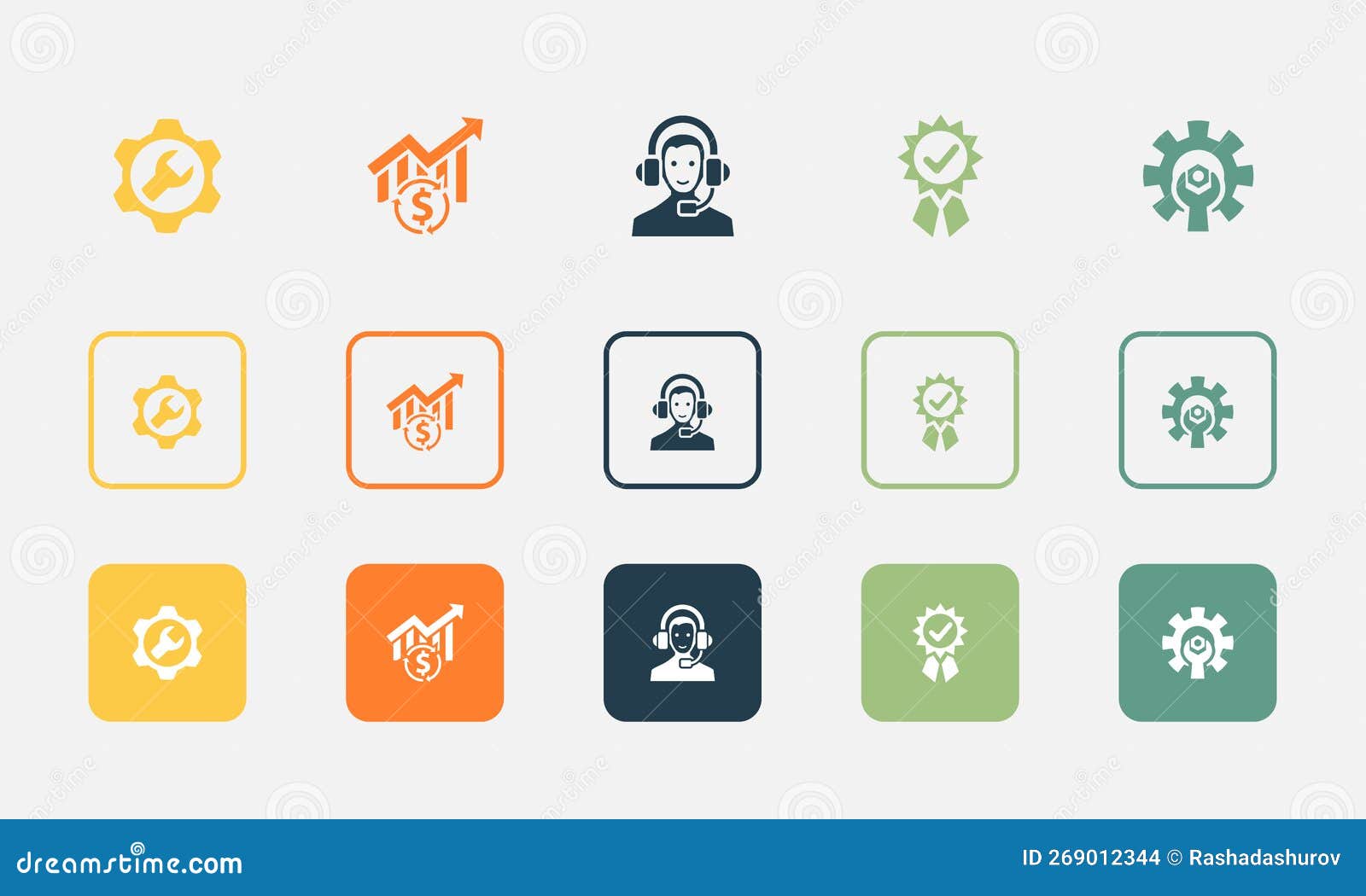 Service, Sales, Support, Quality Stock Vector - Illustration of filled ...