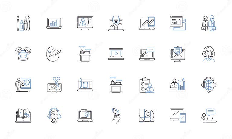 Service Sequence Line Icons Collection. Protocol, Workflow, Sequence, Process, Procedure, Order ...
