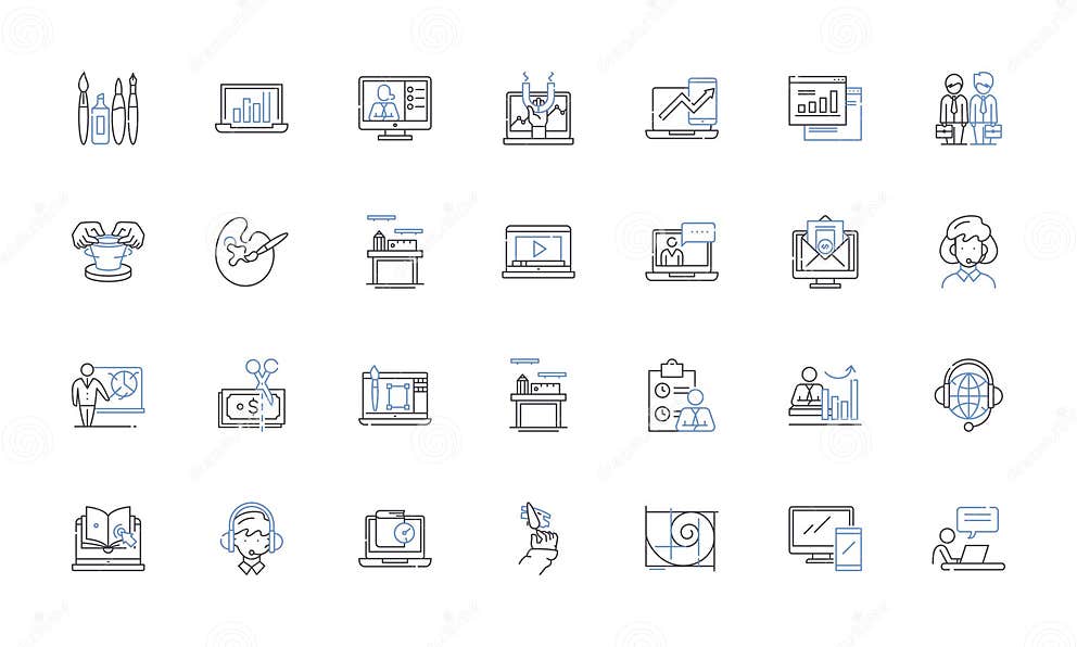 Service Sequence Line Icons Collection. Protocol, Workflow, Sequence ...
