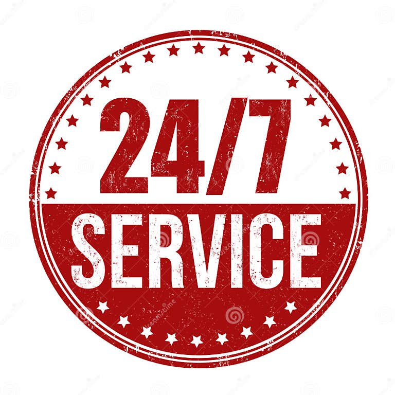 24/7 service sign or stamp stock vector. Illustration of assistance ...